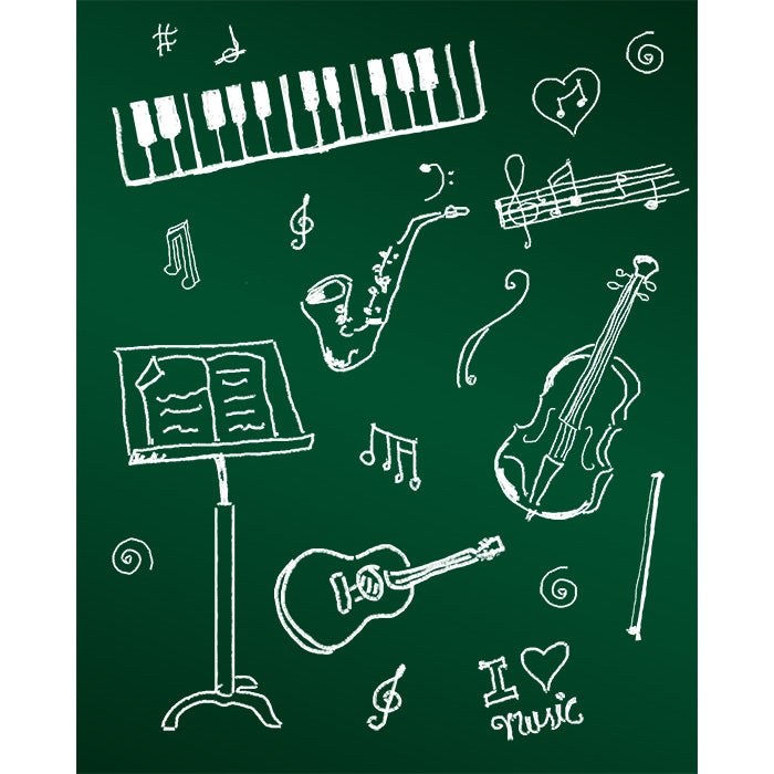 Band Chalkboard Printed Backdrop | Backdrop Express Band Chalkboard ...