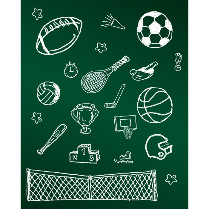 Sports Chalkboard Printed Backdrop | Backdrop Express Sports Chalkboard ...