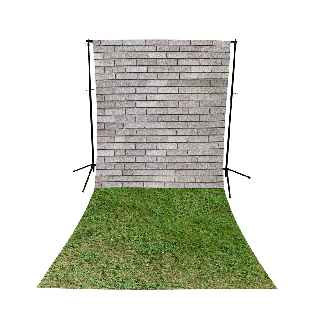 Cinder Blocks & Grass Floor Extended Printed Backdrop | Backdrop ...