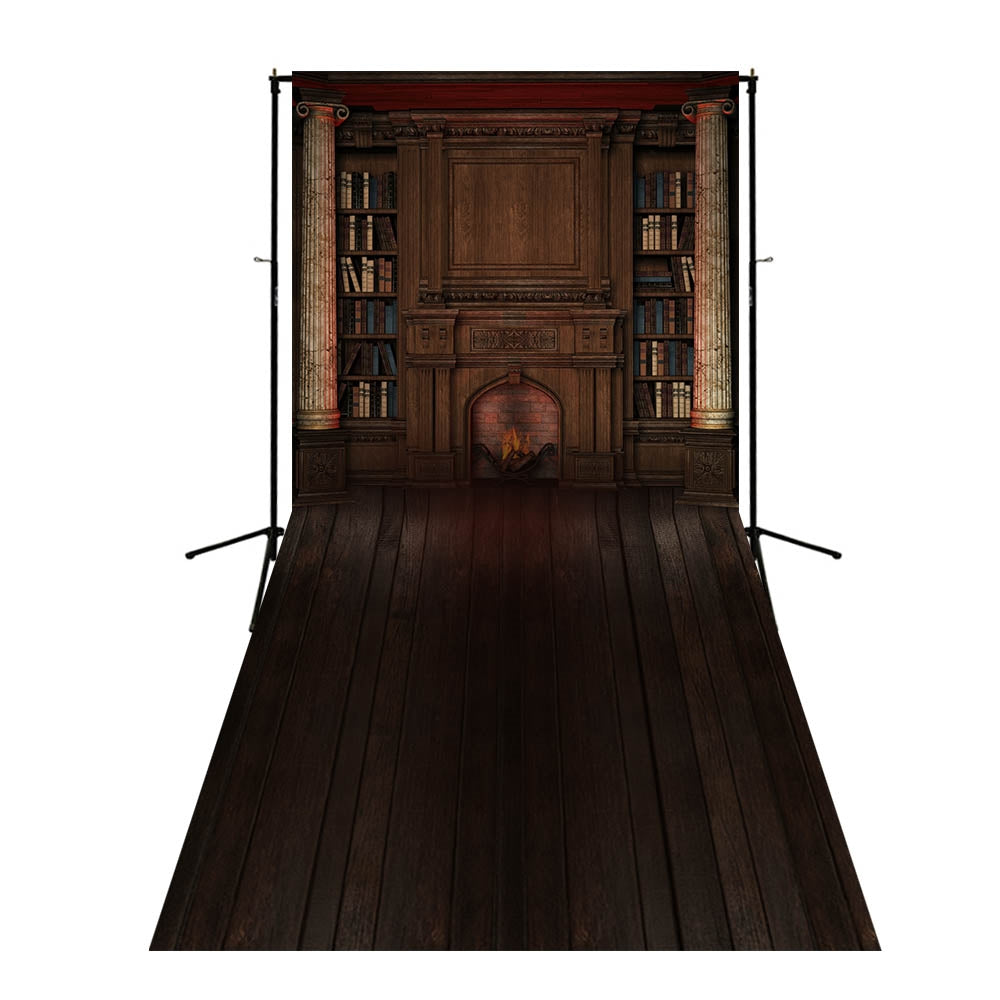 Classic Library Floor Extended Printed Backdrop | Backdrop Express