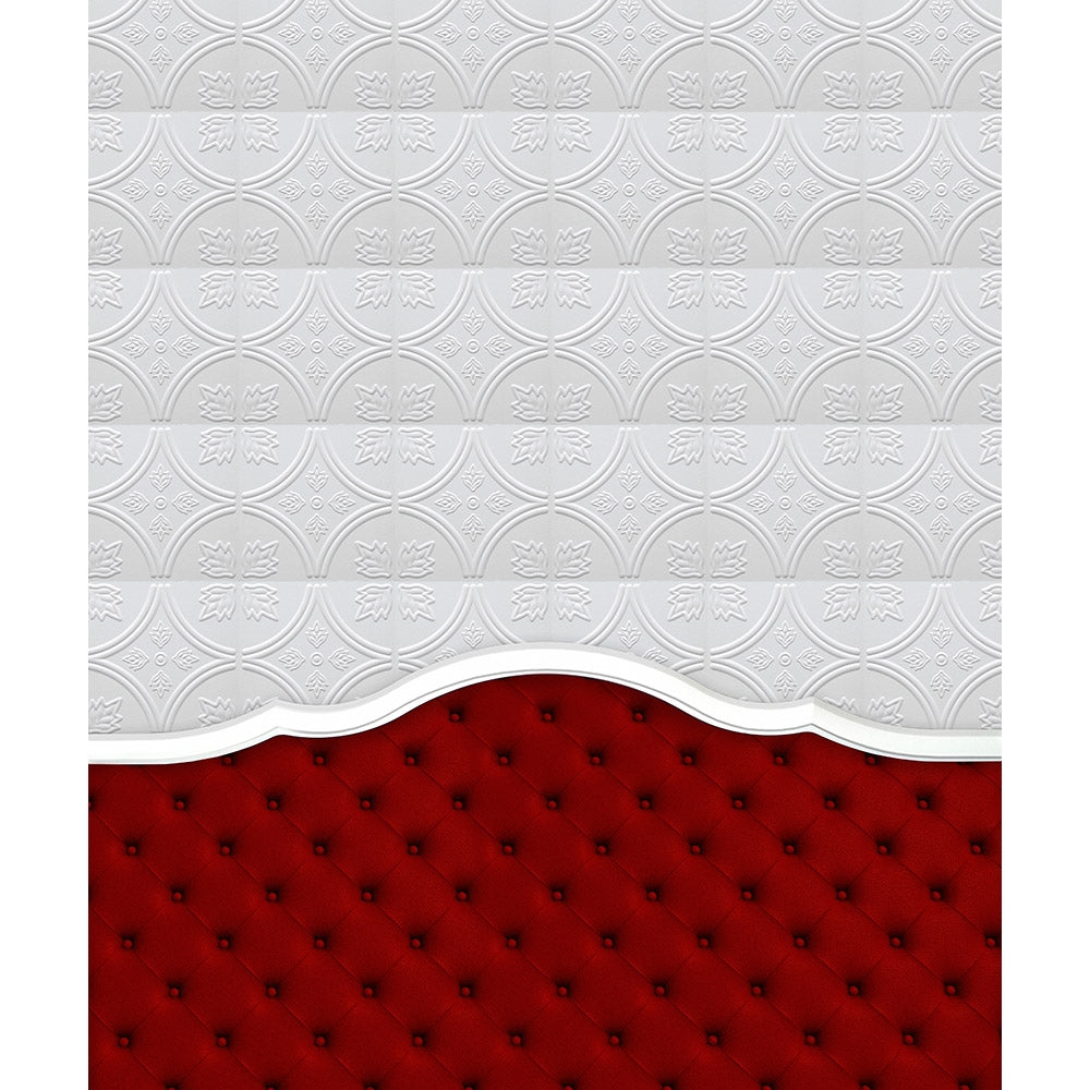 Red Tufted Headboard Printed Backdrop | Backdrop Express Red Tufted ...