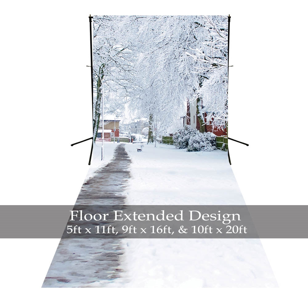 Winter Sidewalk Printed Backdrop | Backdrop Express Winter Sidewalk ...