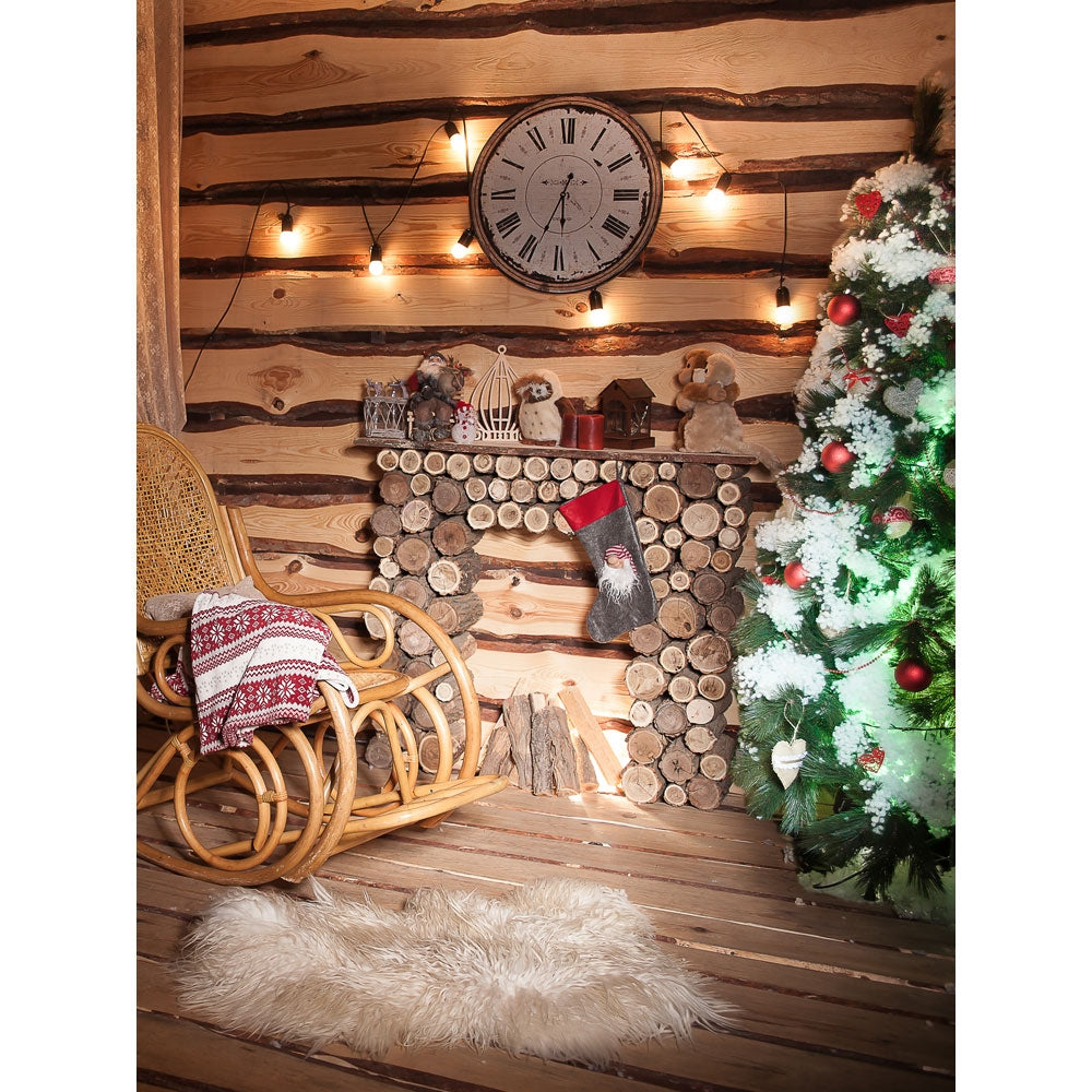 Cozy Christmas Log Cabin Printed Backdrop | Backdrop Express Cozy ...
