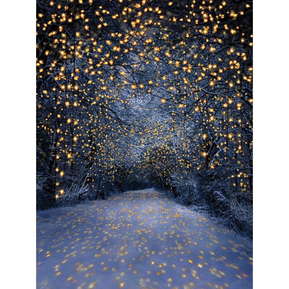 Snow Christmas Lights Backdrop | Backdrop Express Snow Christmas Lights ...