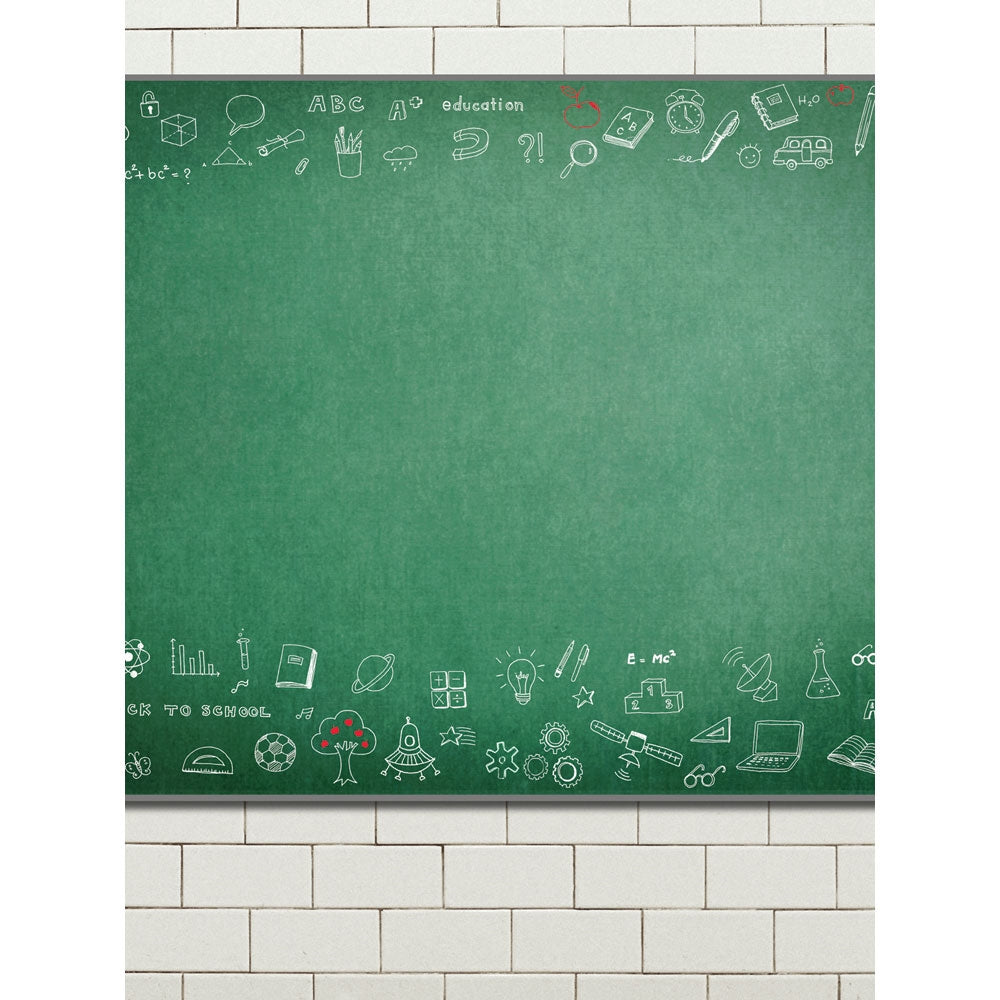Science Chalkboard Brick Printed Backdrop – Backdrop Express Science ...