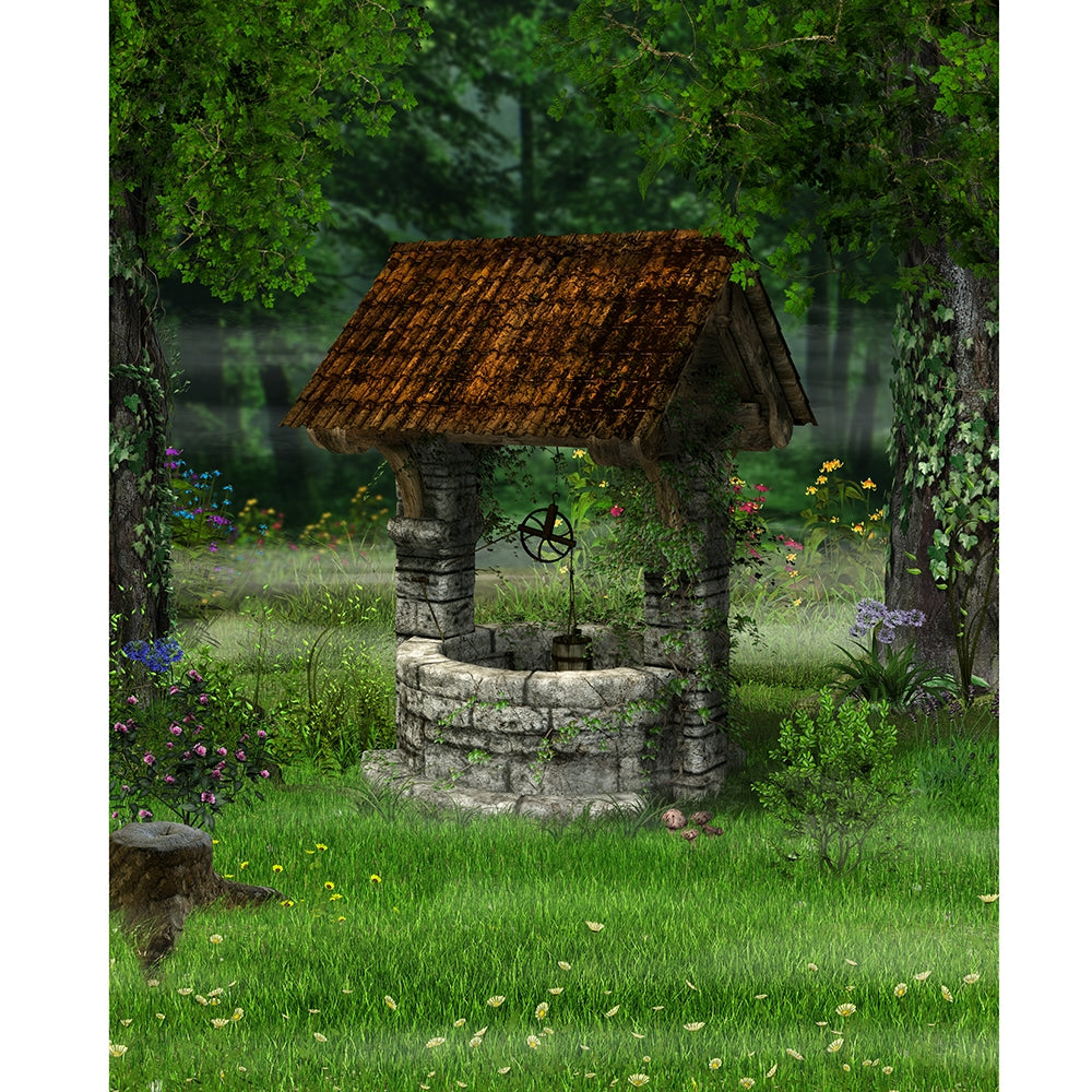 Enchanted Water Well Printed Backdrop | Backdrop Express Enchanted ...
