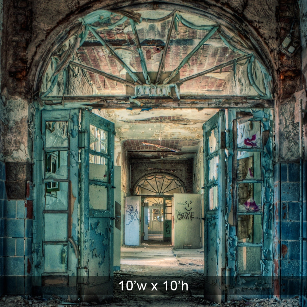 Defaced Corridor Printed Backdrop | Backdrop Express Defaced Corridor ...