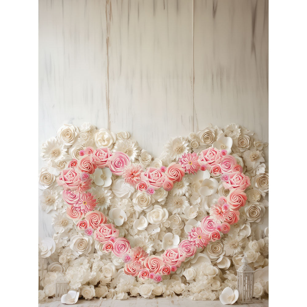 Flower Heart Printed Backdrop | Backdrop Express Flower Heart Printed ...